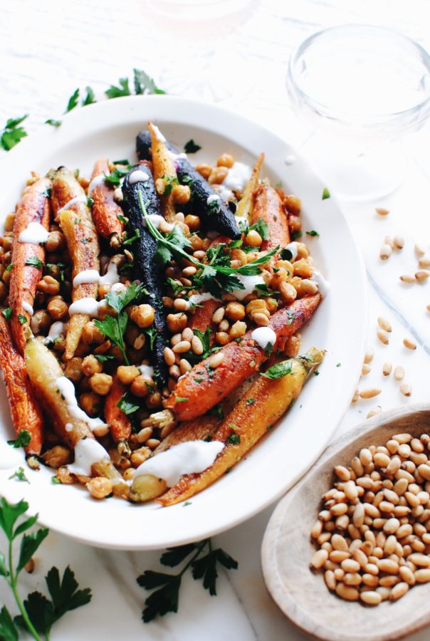 Roasted Carrots and Chickpeas - Bev Cooks