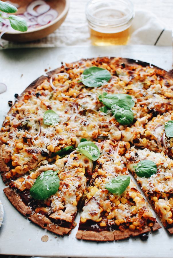 Rotisserie Chicken, Roasted Corn and Jalapeno Pizza - Bev Cooks
