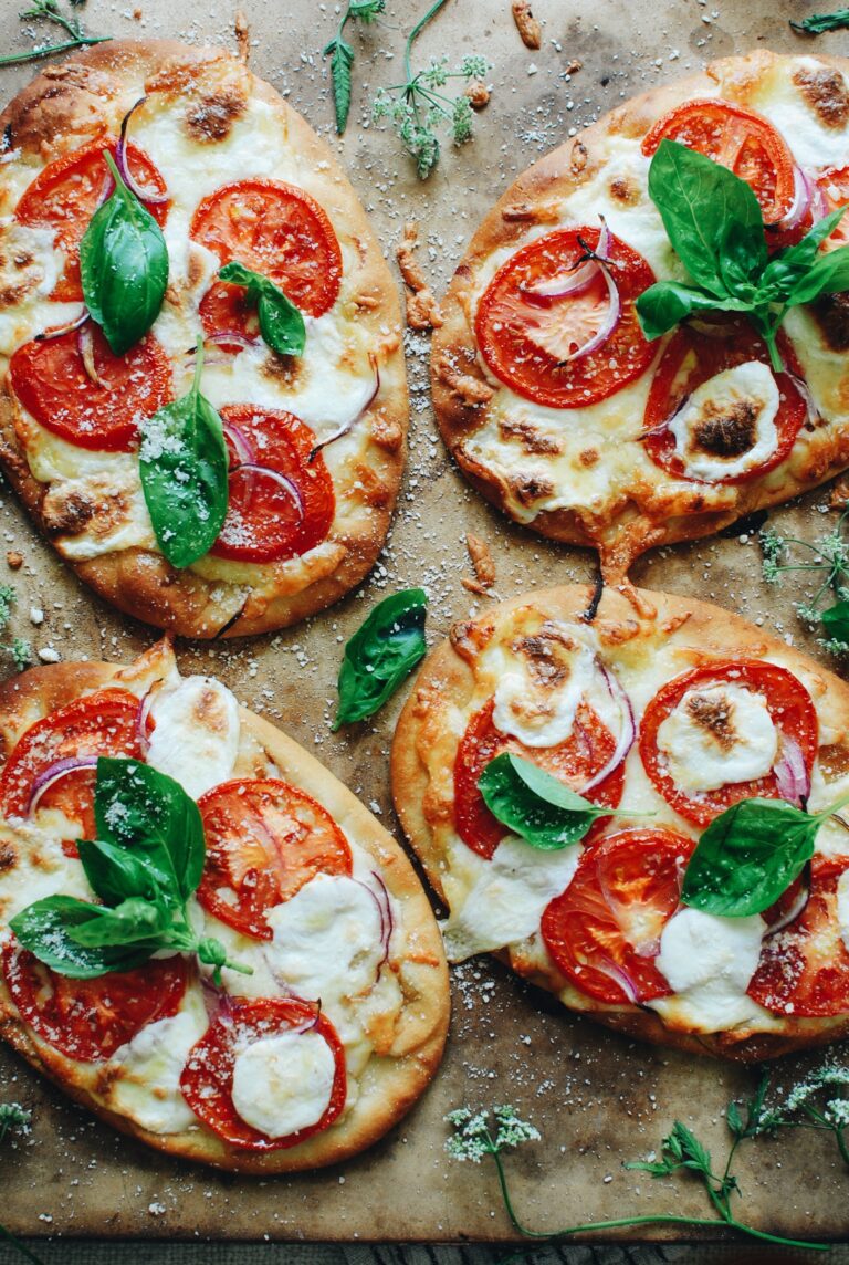 Caprese Naan Pizzas - Bev Cooks