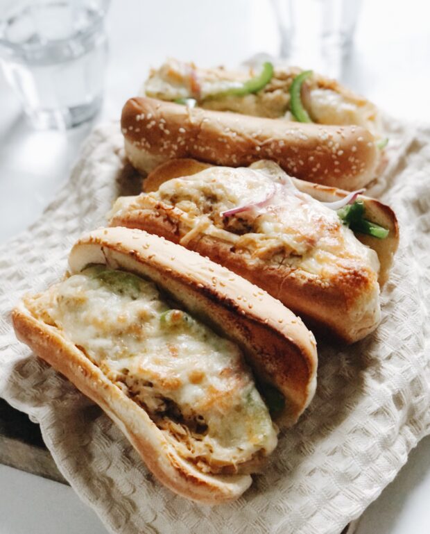 Slow Cooker Chipotle Cheese Chicken Sandwiches - Bev Cooks