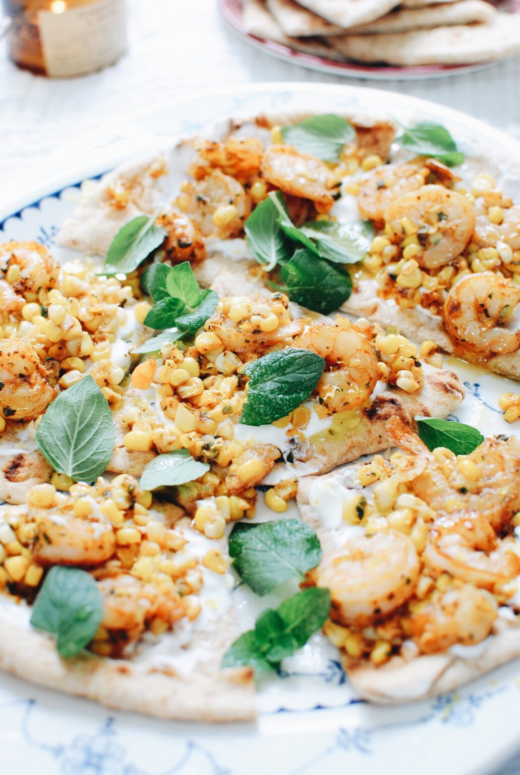 Sheet Pan Shrimp and Corn with Pita - Bev Cooks