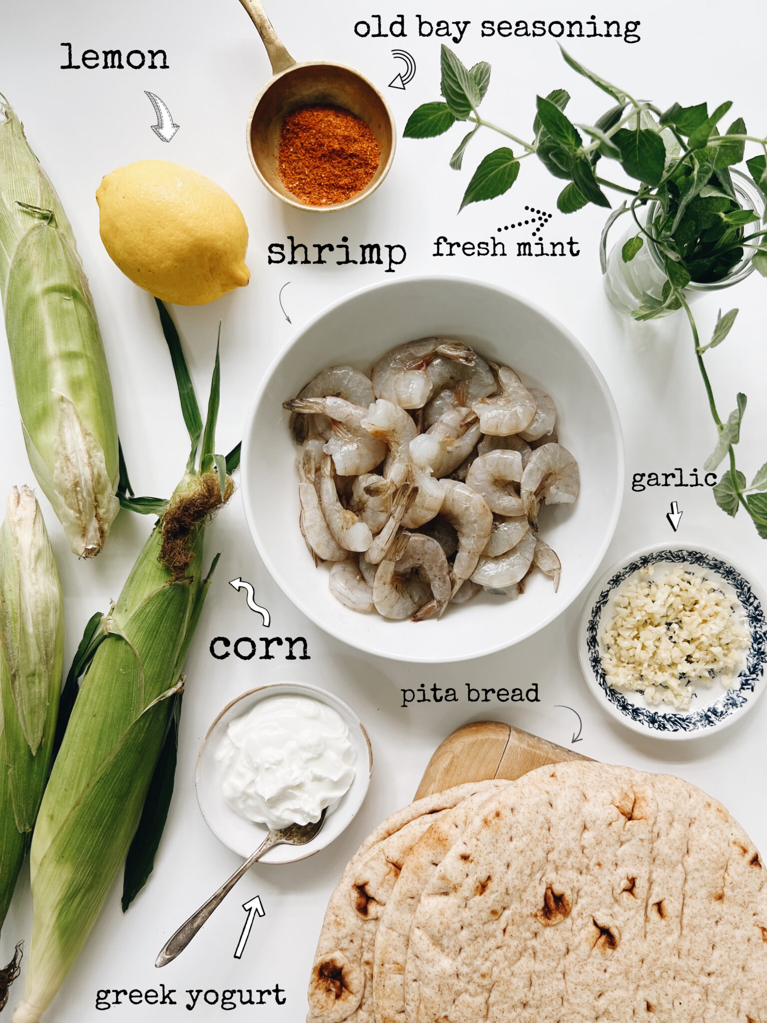 Sheet Pan Shrimp and Corn with Pita - Bev Cooks